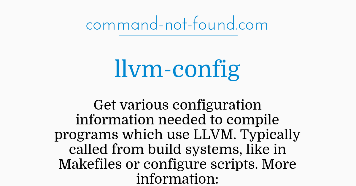 Command Not Llvm Config